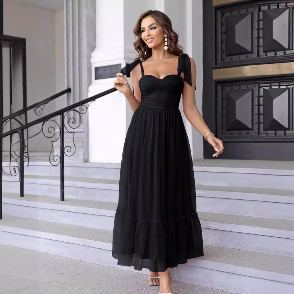 Hali™| Vintage Ruffle Hem Tie Shoulder Formal Dress