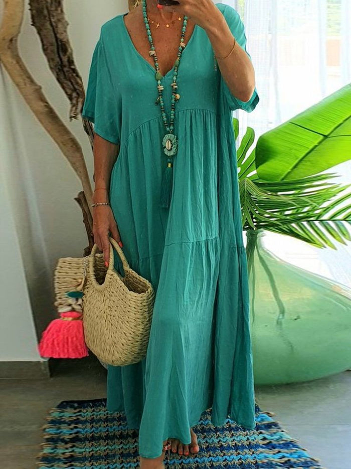 Linnea™ | Soft Ruffle V-Neck Women Maxi Dress